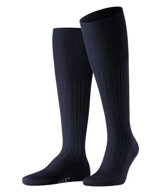 Falke Herren Kniestrümpfe Bristol Pure M Kh Wolle lang einfarbig 1 Paar, Blau Dark Navy 6370, 39-40