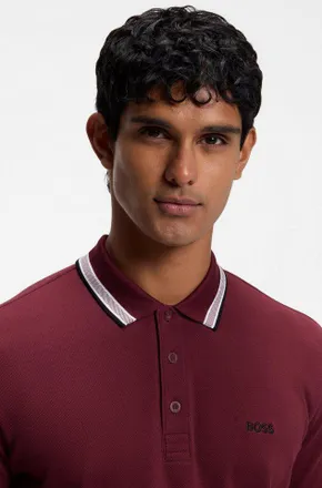 HUGO BOSS Poloshirt Paddy Regular Fit atmungsaktive Piqu&eacute;-Webstruktur, Flachstrickkragen, gerader Schnitt