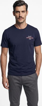 GANT T-Shirt GANT GRAPHIC, Herren, Gr. 4XL, evening blau, Jersey, Obermaterial: 100% Baumwolle, normal, Rundhals, Shirts T-Shirt