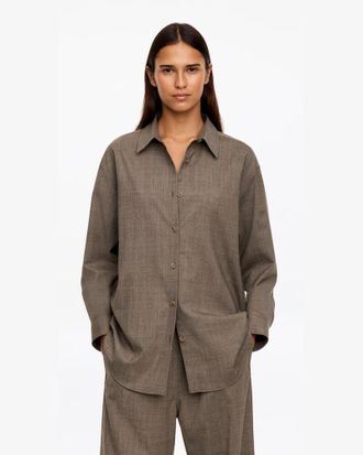 Arket Flanellhemd Aus Wollmischung -Braun
