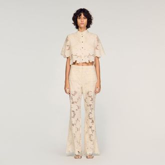 Sandro Chemise courte en guipure florale