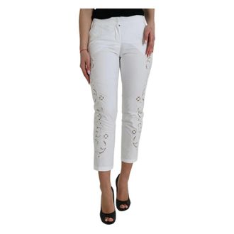 Dolce & Gabbana Femme, Pantalons, Blanc, Taille: 34 FR Pantalon Tapered Blanc de Luxe