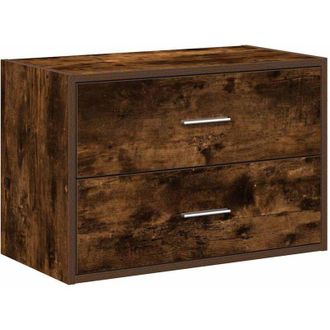 vidaXL vidaXL Armoire 2 tiroirs ch&ecirc;ne fum&eacute; 60x31x40 cm bois