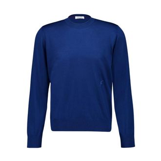 Ferragamo Luxuri&ouml;ser Teal Blue Wool Crew Neck Pullover - - Knitwear - Herren - Blau - M