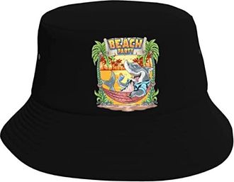 Generic Imprimé Chapeau de Soleil Le Requin à la fête de Plage dété Chapeaux de Seau Anti-UV Bobs Homme pour Filles Adultes Plage