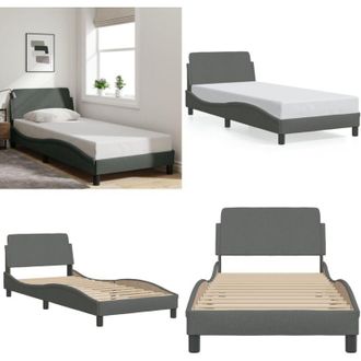 vidaXL Bettgestell ohne Matratze Dunkelgrau 90x200 cm Stoff - Bettes Gestell - Doppelbett - Boxspringbetten - Lattenrost - Schlafzimmer M&ouml;bel - Home & Living