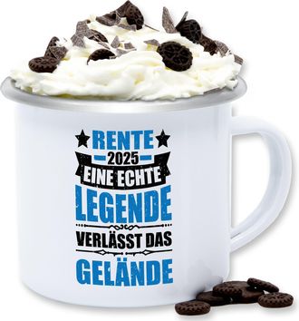 Shirtracer Emaille Tasse Blechtasse - Rentner - Tassen - Rente 2025 eine echte Legende verlässt das Gelände - 300 ml - Weiß Silber - rentnerin 2023 retirement al