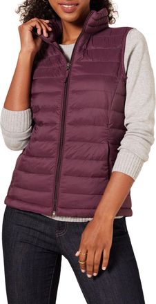 Amazon Essentials Womens Lightweight Water-Resistant Packable Puffer Vest Outerwear, -burgundy, XX-Large