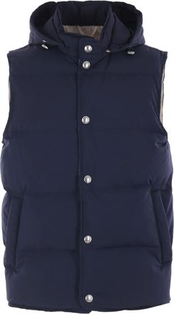 Eleventy gilet boutonné à capuche - Bleu