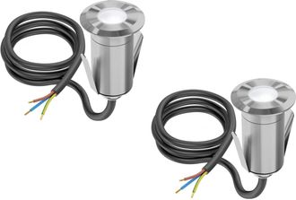 LEDs Com 2 Stück LED Bodeneinbauleuchte GLOX für außen, IP67, aluminium, rund, 35mm Ø, weiß, matt