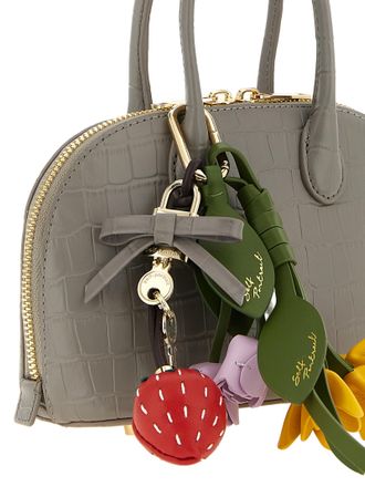 Self Portrait Croc-Print Leather Top Handle Bag - Gray