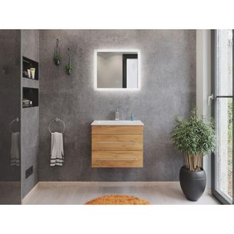 Magnolia Home Badm&ouml;bel Mars 600 2-teilig mit LED Spiegel SlimLine eiche gold