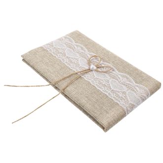 Holibanna Leinen Hochzeit G&auml;stebuch Sign in Buch mit Goldpr&auml;gung Frostbest&auml;ndig Wiederverwendbar Stilvolles Retro Design f&uuml;r Hochzeitsfeier und Party