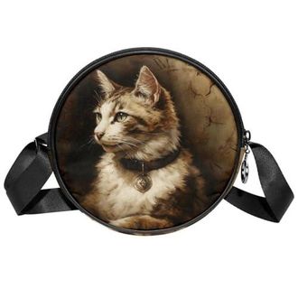 Generic Petit sac &agrave; bandouli&egrave;re rond pour femme, petit sac &agrave; bandouli&egrave;re avec fermeture &eacute;clair et bretelles r&eacute;glables style d&eacute;contract&eacute; pour femmes et filles