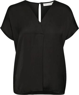 Inwear Schwarzes Top mit V-Ausschnitt und Kurzen &Auml;rmeln - - Blouses & Shirts - Damen - Schwarzk - XS
