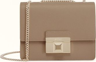 Furla Venere Umh&auml;ngetasche Mini Taupe Braun Andromeda Kalbsleder Damen