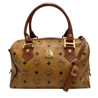 MCM Sac Boston en cuir Visetos Pre-owned - Femme - Pre-owned - Brun - Taille: ONE Size
