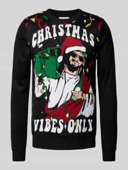 Lindbergh Weihnachtspullover mit Motiv-Stitching