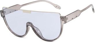 Generic Lunettes de soleil ovales surdimensionnées une pièce pour femmes et hommes lunettes de soleil UV400, Gris gris, Taille unique