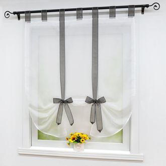 Joyswahl Raffrollo Voile Bindegardine mit Schlaufen »Adele« Unifarbige Gardinen BxH 140x140 Grau 1er Pack