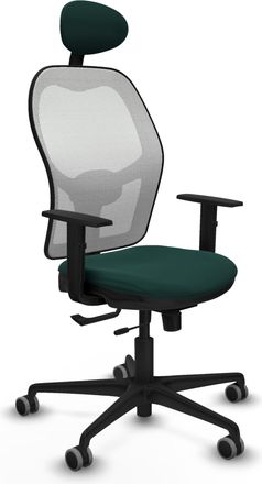 Piqueras y Crespo Gr&uuml;ner Schreibtisch mit 1D-Armen, h&ouml;henverstellbarer Lendenwirbelst&uuml;tze und festem Kopfteil, ausgestattet mit Syncro/Traslack und injiziertem Schaumst