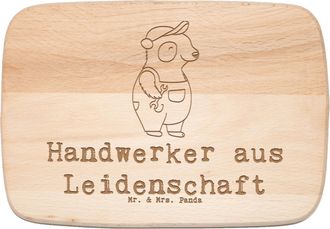Mr. & Mrs. Panda Fr&uuml;hst&uuml;cksbrett Handwerker Leidenschaft - Geschenk, K&uuml;chenbrett, Werkstatt, Fr&uuml;hst&uuml;cksbrettchen, Handwerksbetrieb, Holzbrett, Schneidebrett, Lustig, S