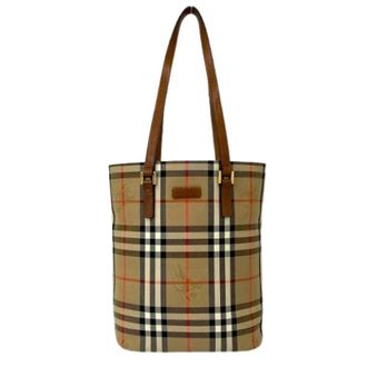 Burberry Sac cabas Pre-owned en toile et cuir &agrave; carreaux - Femme - Pre-owned - Beige - Taille: ONE Size