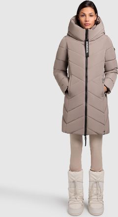 Khujo Steppmantel KHUJO DARKA2, Damen, Gr. XXL, greige, 100% Polyester, unifarben, regular fit, eingesetzt elastischer Bund, M&auml;ntel Steppmantel, Topseller