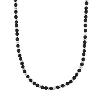 s.Oliver Halskette Edelstahl Herren Halsschmuck, mit Achat, 46+5 cm, Schwarz, Kommt in Schmuck Geschenk Box, 2031485