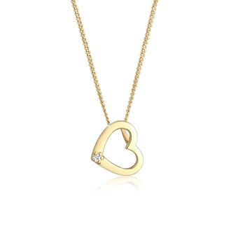 Elli Halsketten - Halskette Herz Liebe Diamant (0.015 ct.) Love 585 - Gr. unisize - in Gold - f&uuml;r Damen