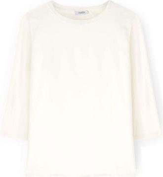 Motivi Femme, Tops, Blanc, Taille: 38 FR T-shirt bicolore &agrave; manches trois quarts