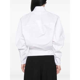 Jacquemus Cotton V-Neck with Ruched Waist Shirt - White