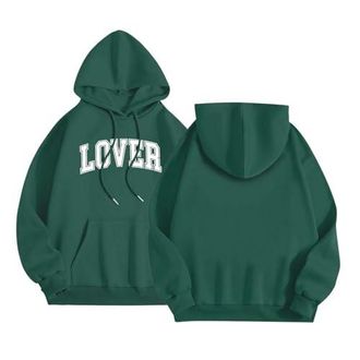 Generic Sweat &agrave; capuche pour femme Saint-Valentin 2026, vert fonc&eacute;, XXL