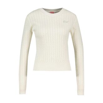 Kenzo Womens Cable-Knit Cotton Sweater White