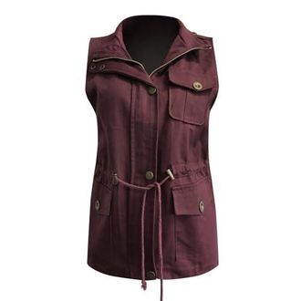 Generic Gilet sans Manche Femme Gilet Femme D&eacute;contract&eacute; Quotidien Ville Uni Boutonn&eacute; - Veste Sobre pour Automne Et Hiver &Eacute;l&eacute;gant