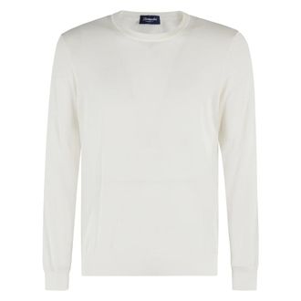 Drumohr Gerippter Strickpullover Milchwei&szlig; - - Knitwear - Herren - Wei&szlig; - 3XL