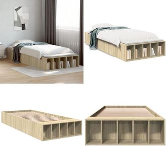 vidaXL Bettgestell Sonoma-Eiche 100x200 cm Holzwerkstoff - Holzbettfassungen - Betten Gestell - Doppelbett - Eiche M&ouml;bel - Schlafzimmer Dekoration - Home &