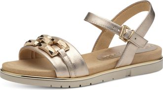 Marco Tozzi Damen Sandalen flach mit Schließe Sommer, Beige (Platinum), 37 EU