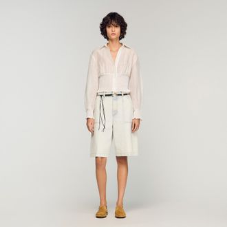 Sandro Chemise smock&eacute;e en lin