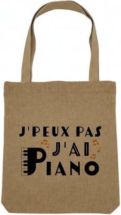 Fabulous Sac Shopping Tote Bag Aspect Lin - JPeux Pas Jai Piano Instrument Musique Chopin - Sac de Courses Toile Epaisse 360g Beige Naturel Cabas Port&eacute; Epaule 
