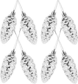 BESPORTBLE 10 St&uuml;ck Tannenzapfen Weihnachtsbaumanh&auml;nger Silber Kunststoff Deko zum H&auml;ngen f&uuml;r Innen und Au&szlig;en Weihnachtsdekoration f&uuml;r Baum Fest und Zuhause