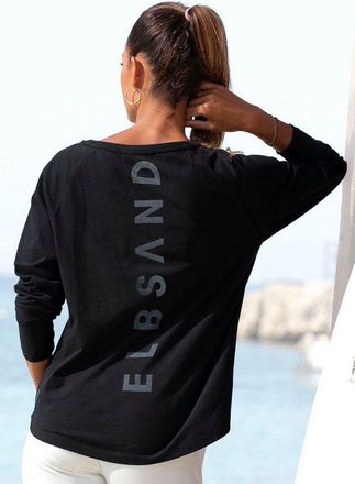 Elbsand Longsleeve Tinna mit Logodruck hinten, Langarmshirt aus Baumwoll-Mix, sportlich-casual