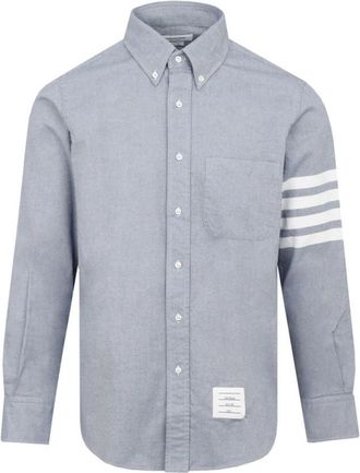 Thom Browne Homme, Chemises, Bleu, Taille: S Chemise en Flanelle Boutonn&eacute;e &agrave; Quatre Barres