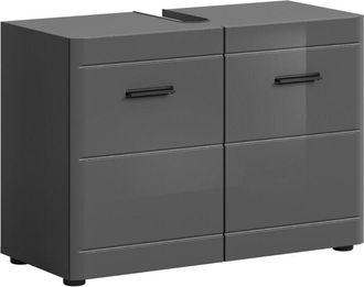 M&S Collection Soft Waschbeckenunterschrank 2 T&uuml;ren Grau hochglanz, grau