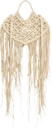 Weili Zheng Femme, Sacs, Beige, Taille: ONE Size Sac &agrave; main crochet&eacute; avec maxi franges