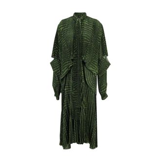 Balenciaga Gr&uuml;nes Kleid mit Doppel&auml;rmeln und Falten - - Dresses - Damen - Gr&uuml;n - XS