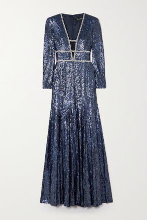 Jenny Packham Celestia Robe Aus T&uuml;ll Mit Kristallen Und Pailletten - Blau