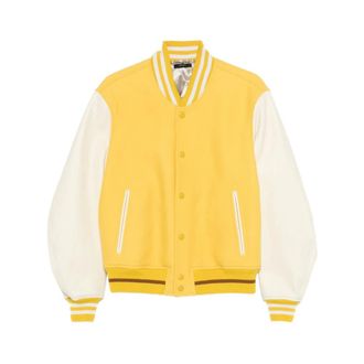 Tom Ford Homme, Vestes, Jaune, Taille: L Blouson aviateur Varsity avec manches en cuir