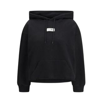 Maison Margiela Femme, Sweatshirts et sweats &agrave; capuche, Noir, Taille: 42 FR Sweat &agrave; Capuche Oversize en Coton avec &Eacute;cusson Logo