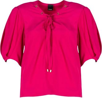 Pinko V-Ausschnitt-Schleifenbluse - - Blouses & Shirts - Damen - Rosa - 2XS